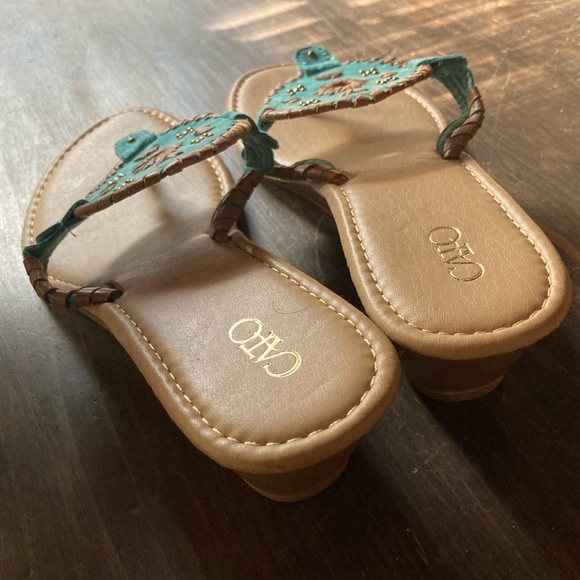 Cato | Shoes | Turquoise Wedge Sandals | Poshmark
